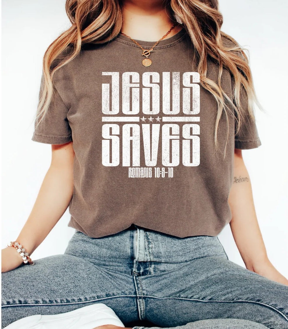 SINGLE COLOR SCREEN PRINT - JESUS SAVES – Southern Sass Boutique